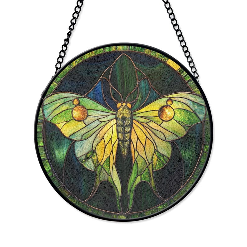 Luna Moth Stained Glass, Mystical Insect Art, Window Hanging, Nature ...