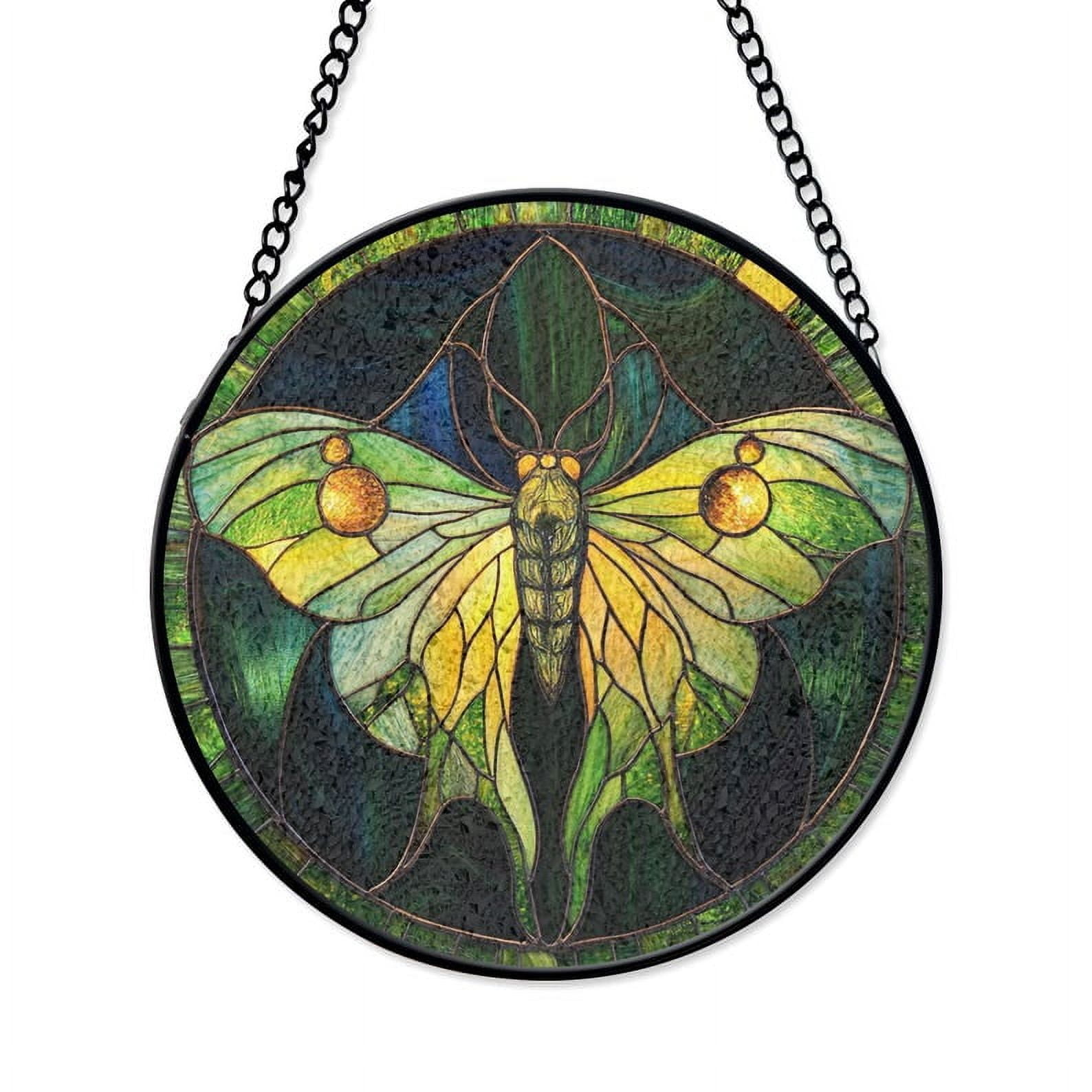 Luna Moth Stained Glass, Mystical Insect Art, Window Hanging, Nature ...
