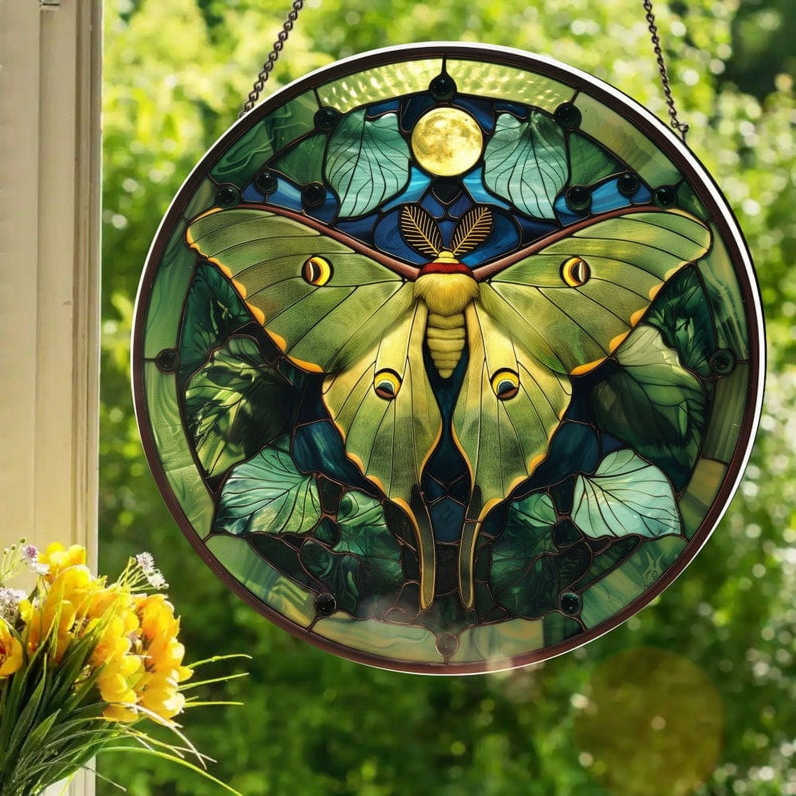 Luna Moth: Stained Glass Style Wall or Window Hanging - Walmart.com