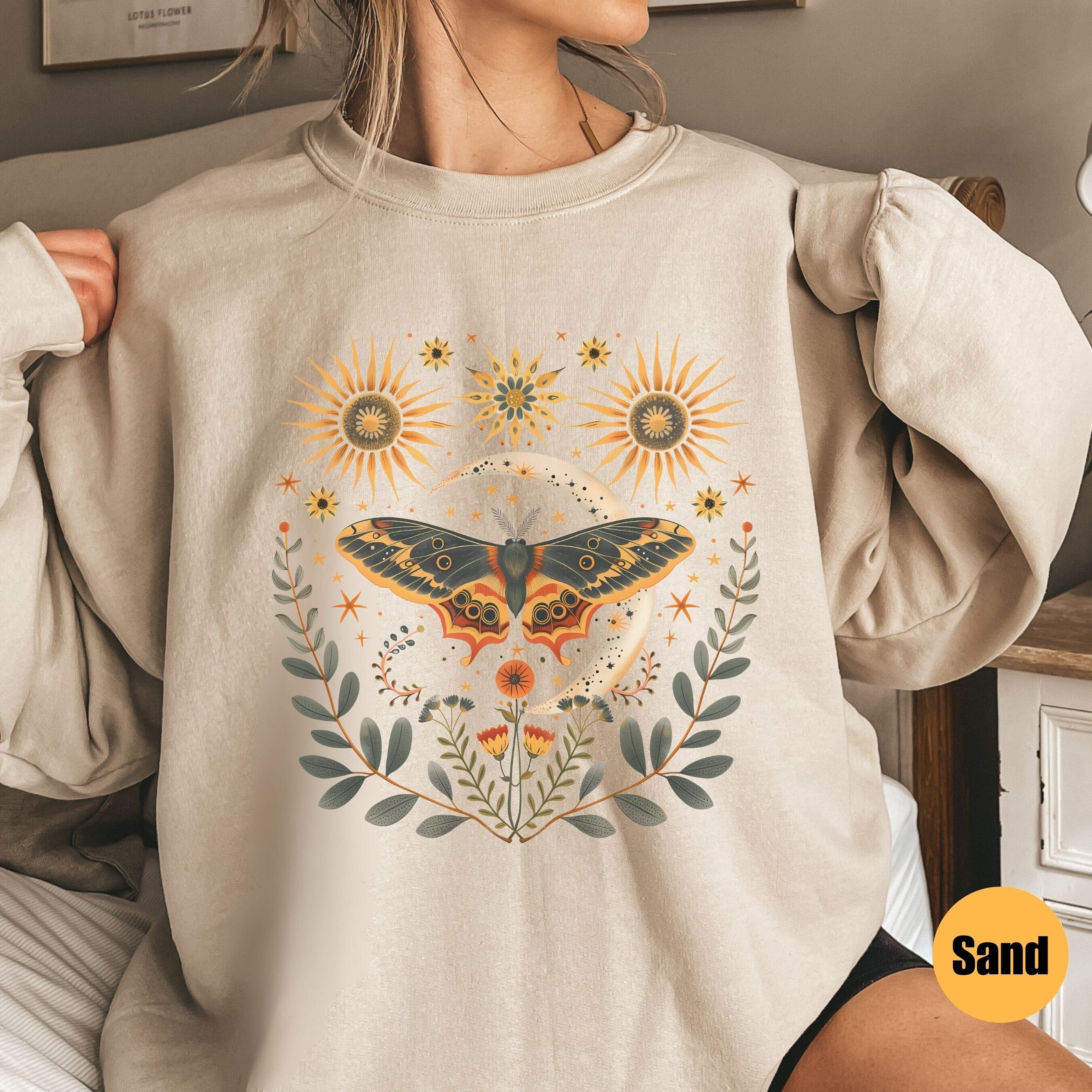 Luna Moth T-Shirt Luna Moth Clothing Moon Phases Mystic Moon and Moth T ...