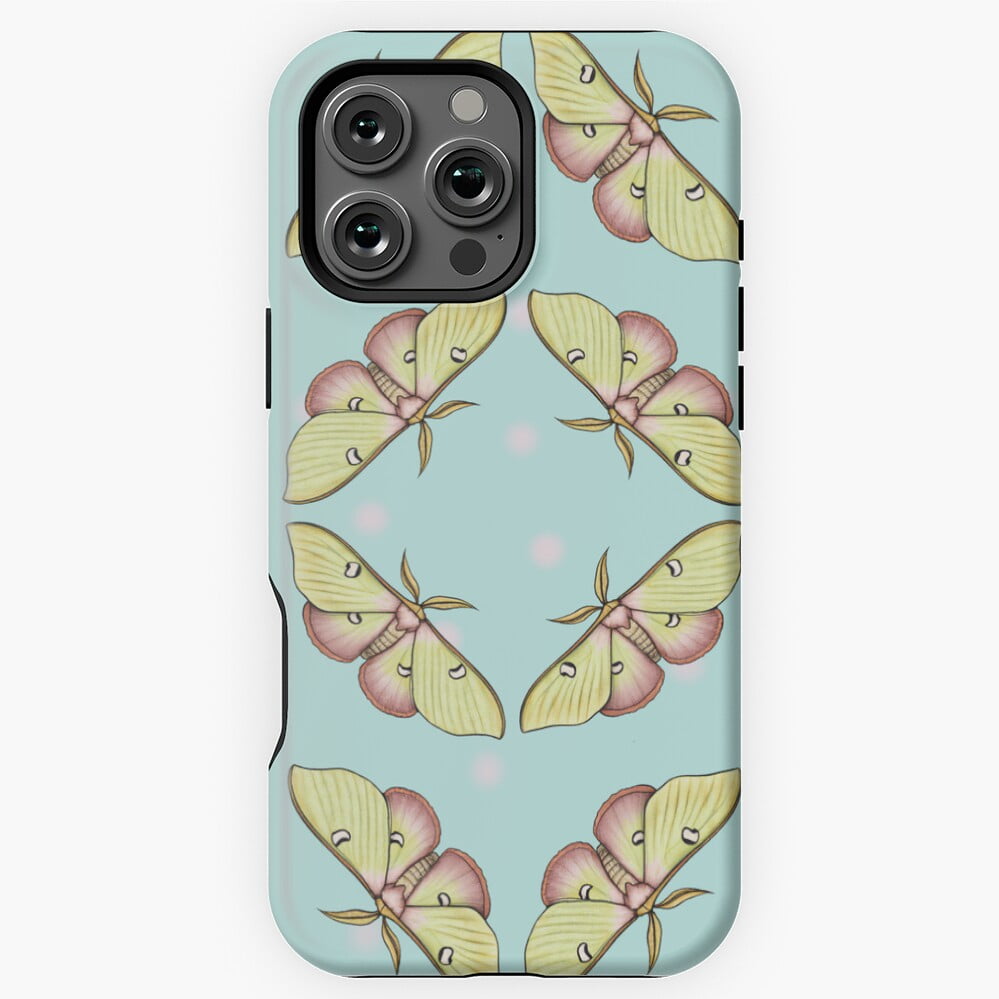 Luna Moths Mystical Insect Pattern Phone Case for iPhone 16 15 14 13 12 ...