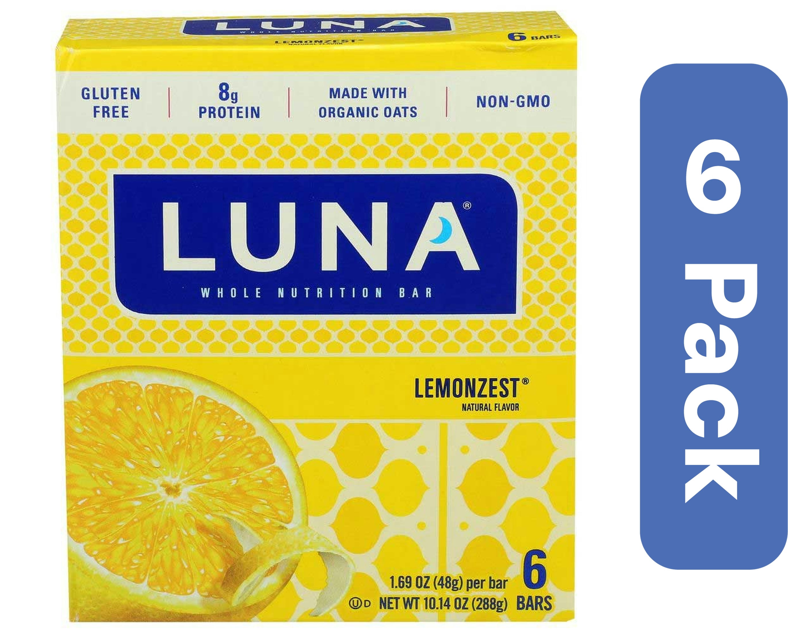 Luna Organic Lemon Zest Whole Nutrition Bar Pack of 6 - Walmart.com