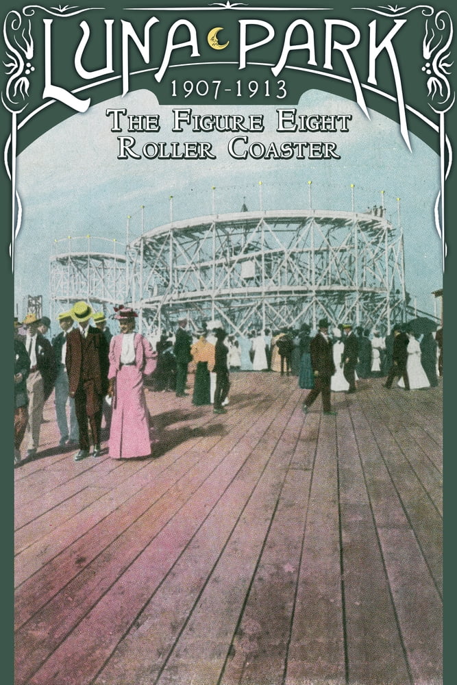 Luna Park, West Seattle, WA, Figure Eight Roller Coaster (24x36 Giclee ...