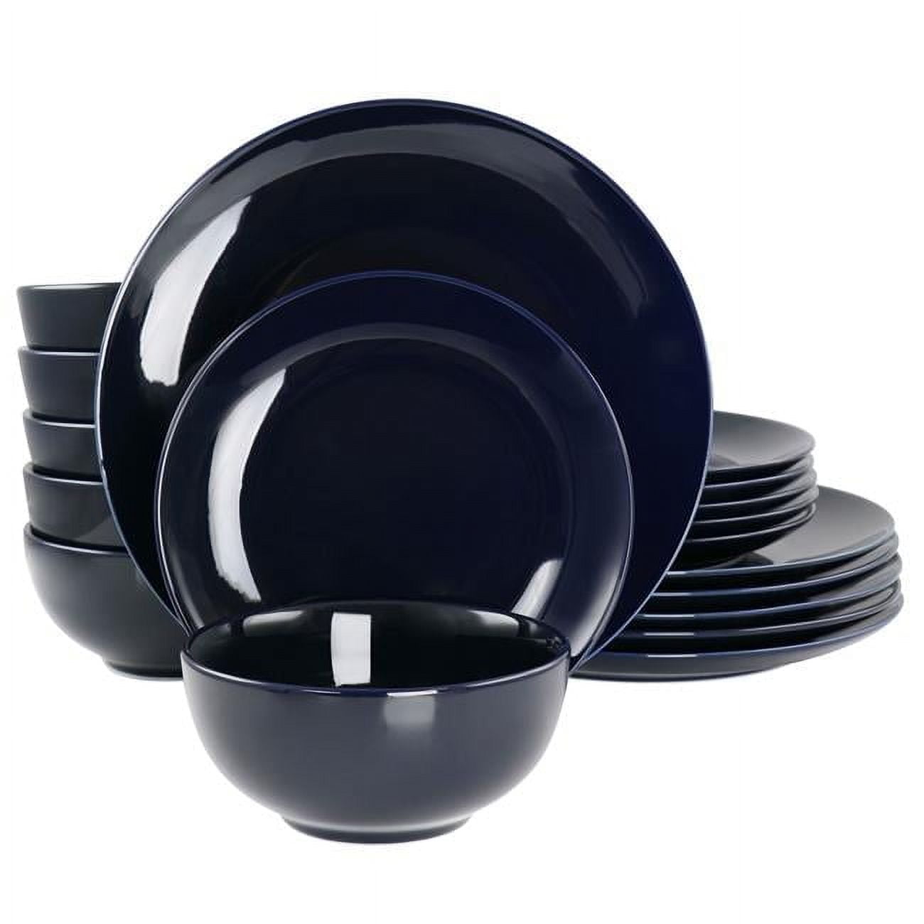 Luna Porcelain Dinnerware Set, Dark Blue - 18 Piece - Walmart.com