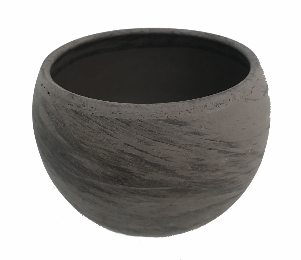 Luna Sphere Bowl Pot - Dark Basalt Marble Clay - 4" x 3" - Walmart.com