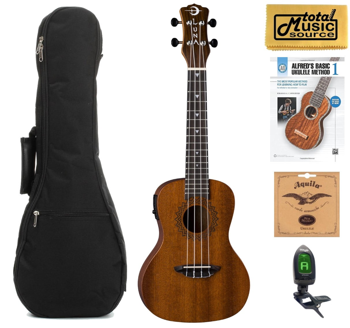 Luna UKE VMC EL, Vintage Mahogany Ukulele, Concert w/ Preamp Book ...