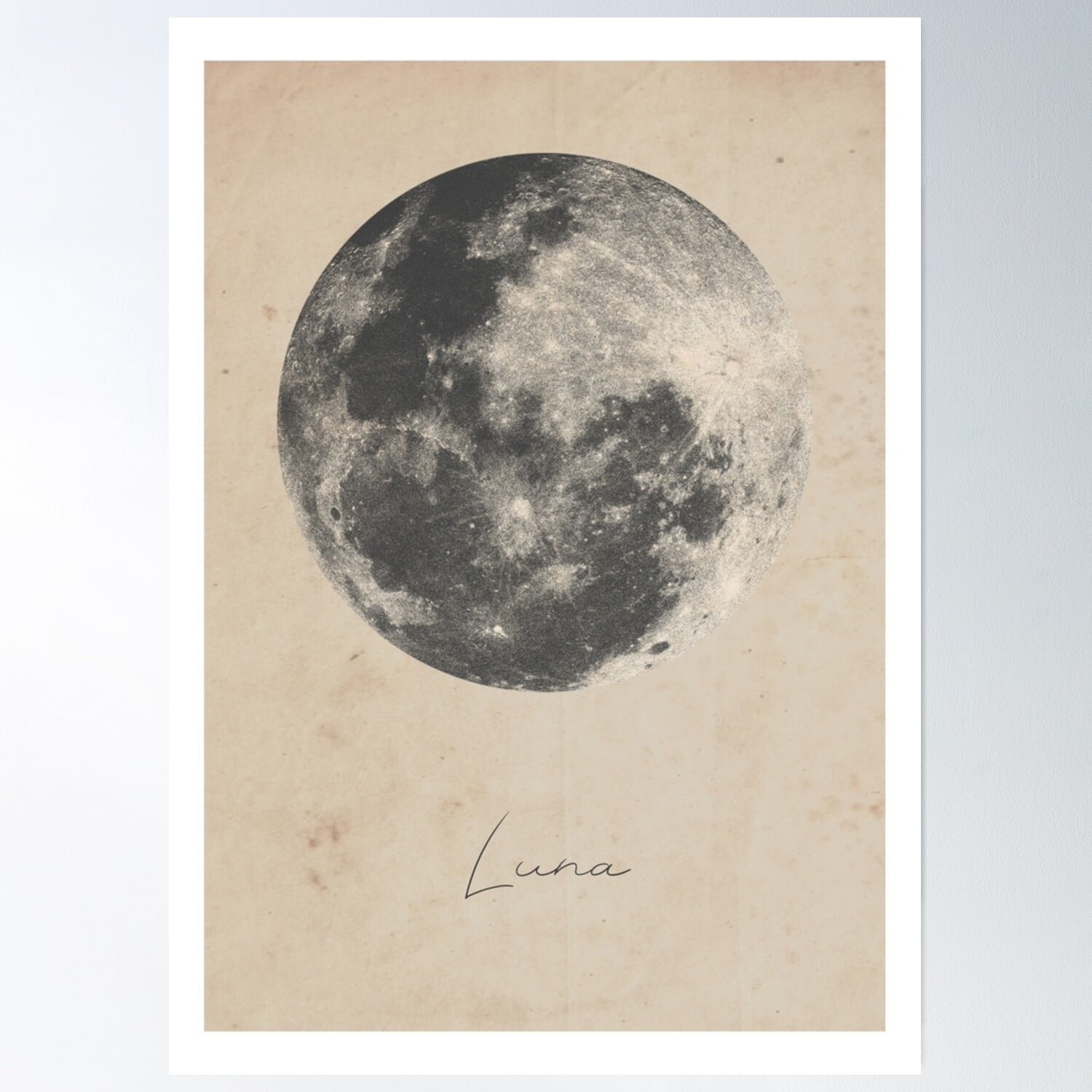 Luna -Vintage Moon Print Poster Wall Art, Modern Wall Decor, 16x24 ...