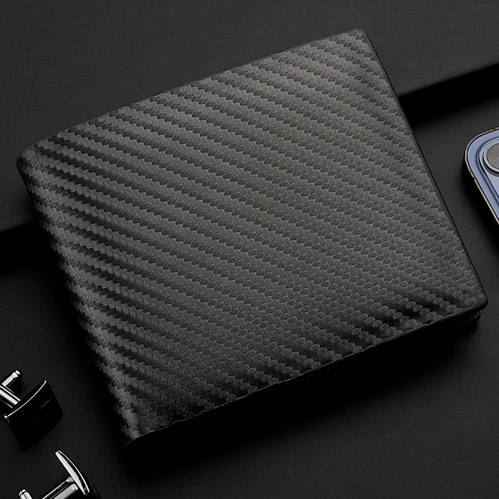 LunaGlo Carbon Fiber Slim Minimalist Wallet for Men with Zipper, RFID ...