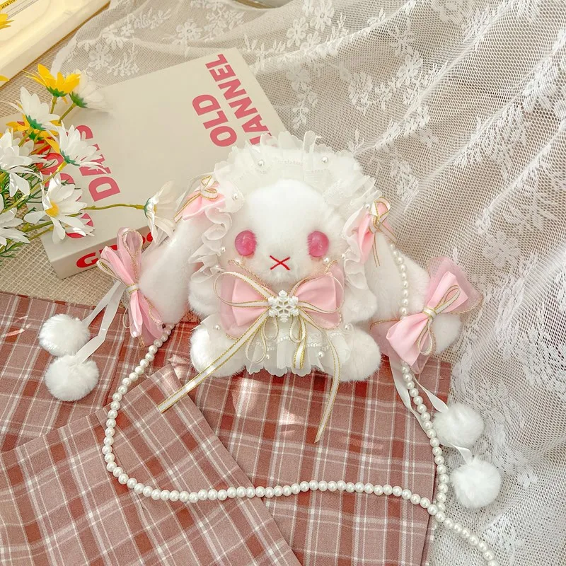 LunaGlo Cute Bunny Shoulder Bag - Kawaii Plush Lolita Crossbody with ...
