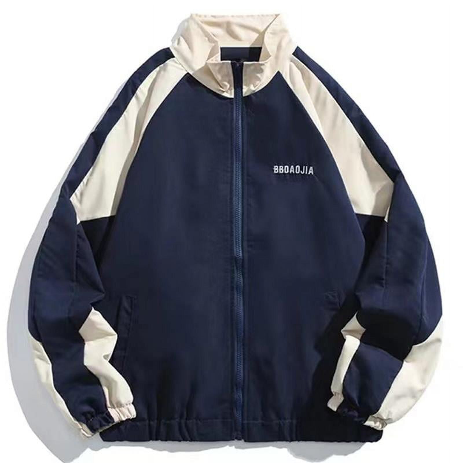 LunaGlo High Street Hip Hop Varsity Jacket - Unisex Black Windbreaker ...