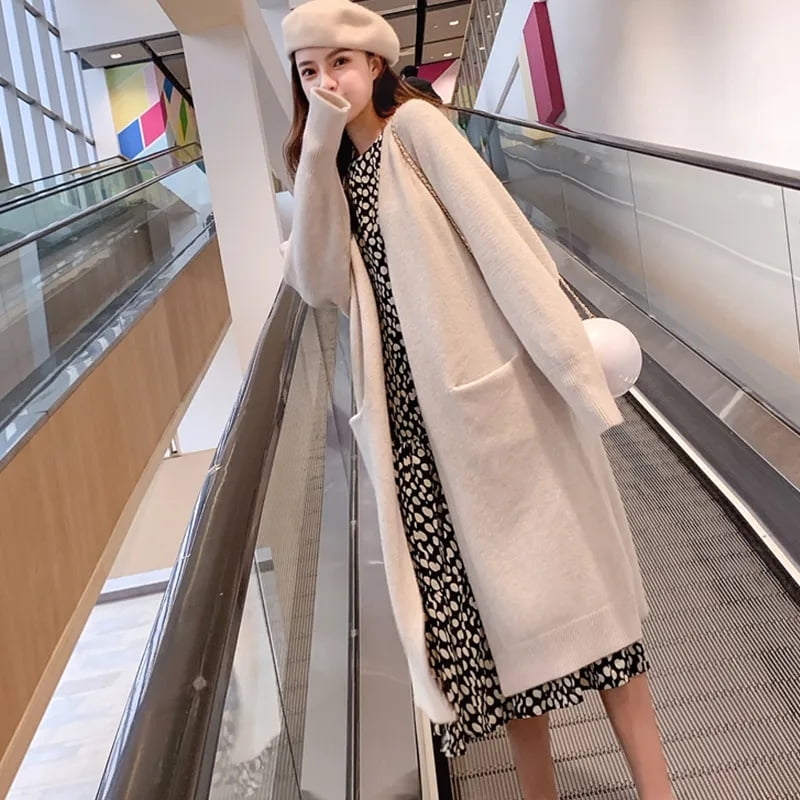 LunaGlo Korean Sweater Jacket Women Over The Knee Cardigan Celebrity ...