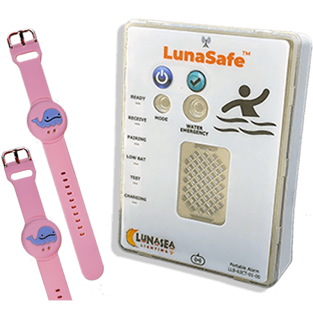LunaSafe Child Immersion Pool/Water Alarm Kit w/ 2 Pink Silicone ...