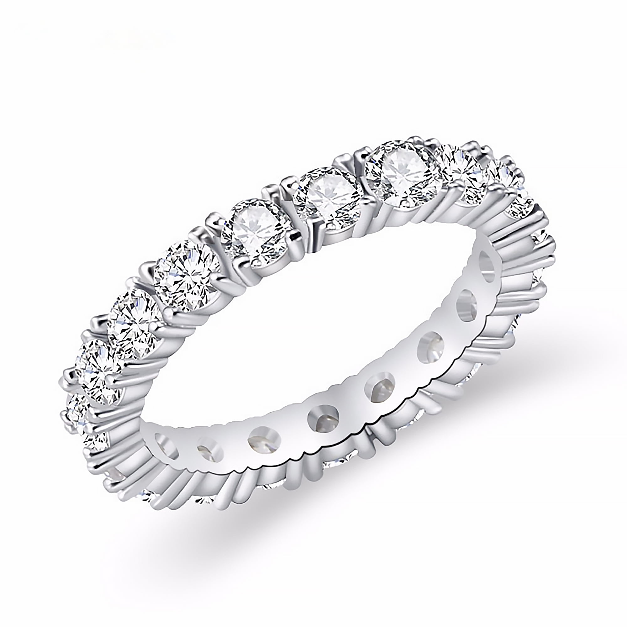 LunaValley Round Cut Zircon Wedding Band tacking Ring Engagement ...