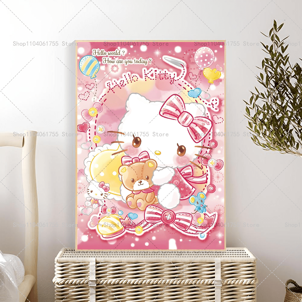 LunaVista 1PC MINISO Sanrio Hello Kitty Cute Poster Self-adhesive Art ...