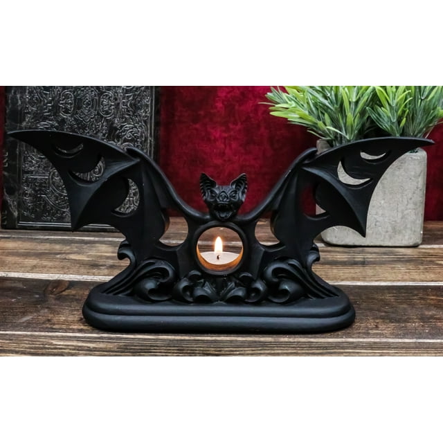 Lunaeca Gothic Lunar Moon Phases Cutout Winged Vampire Bat Votive Candle Holder - Walmart.com