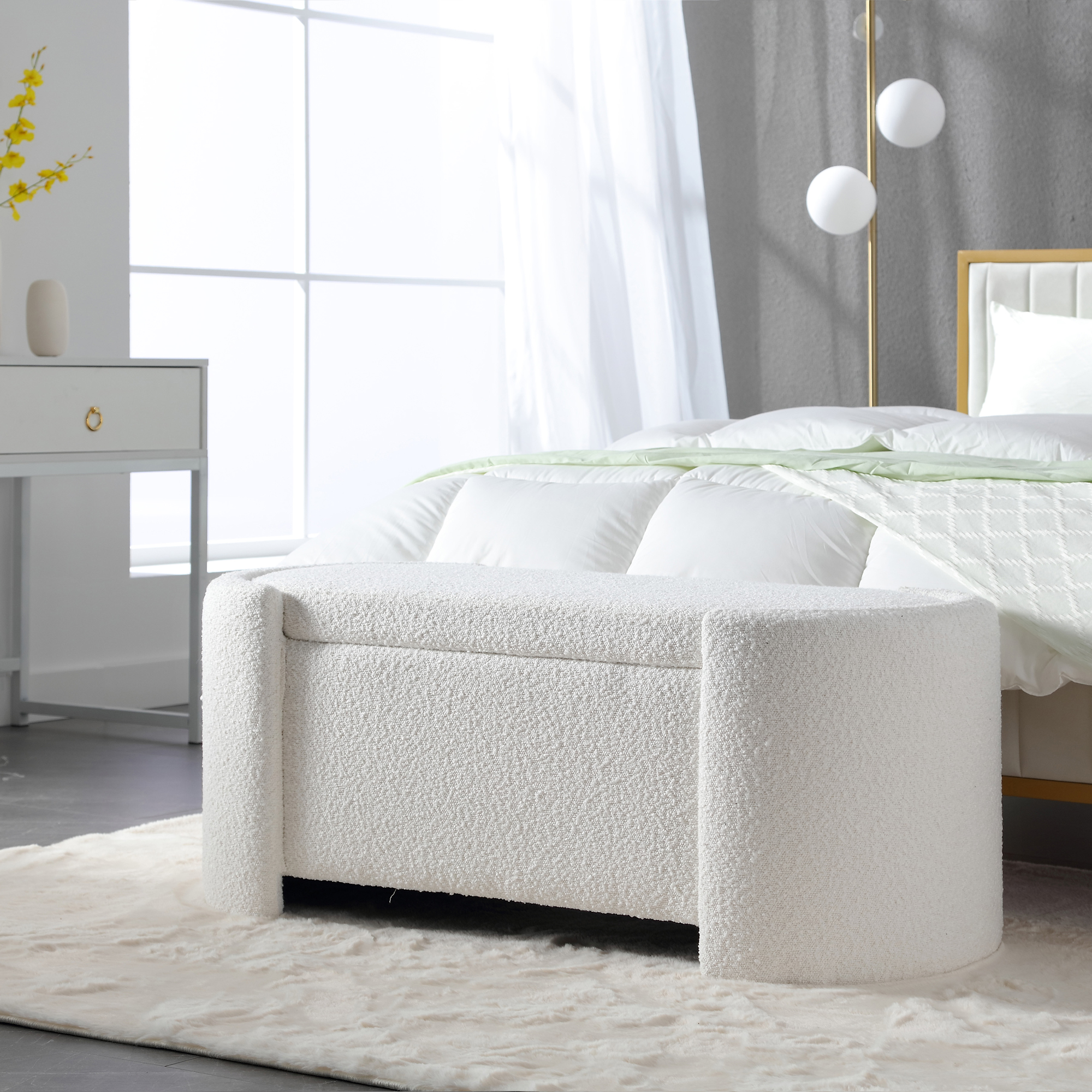 Lunale 43.3" Teddy End of Bed Storage Bench, Storage Ottoman Benches ...