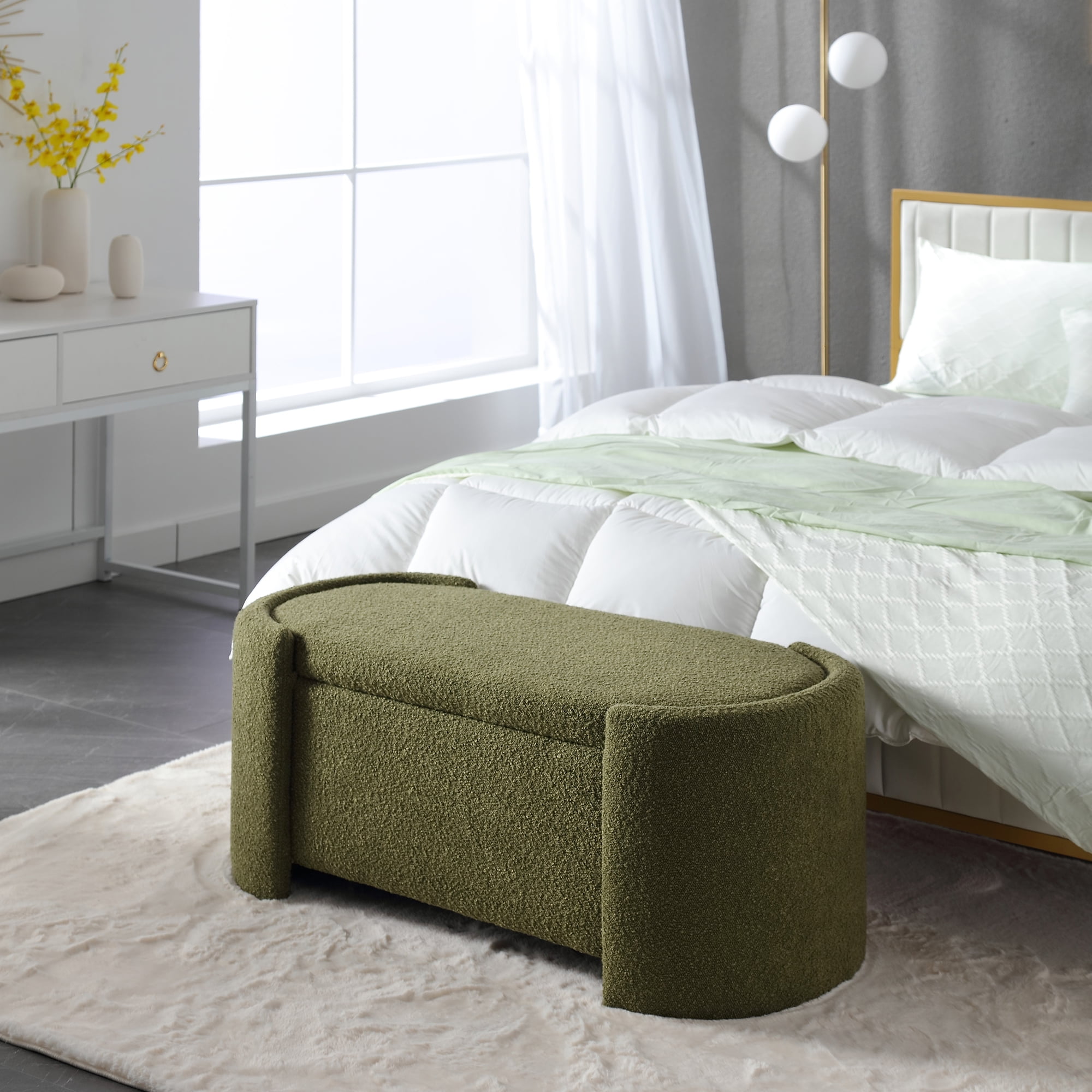 Lunale 43.3" Teddy End of Bed Storage Bench, Storage Ottoman Benches ...