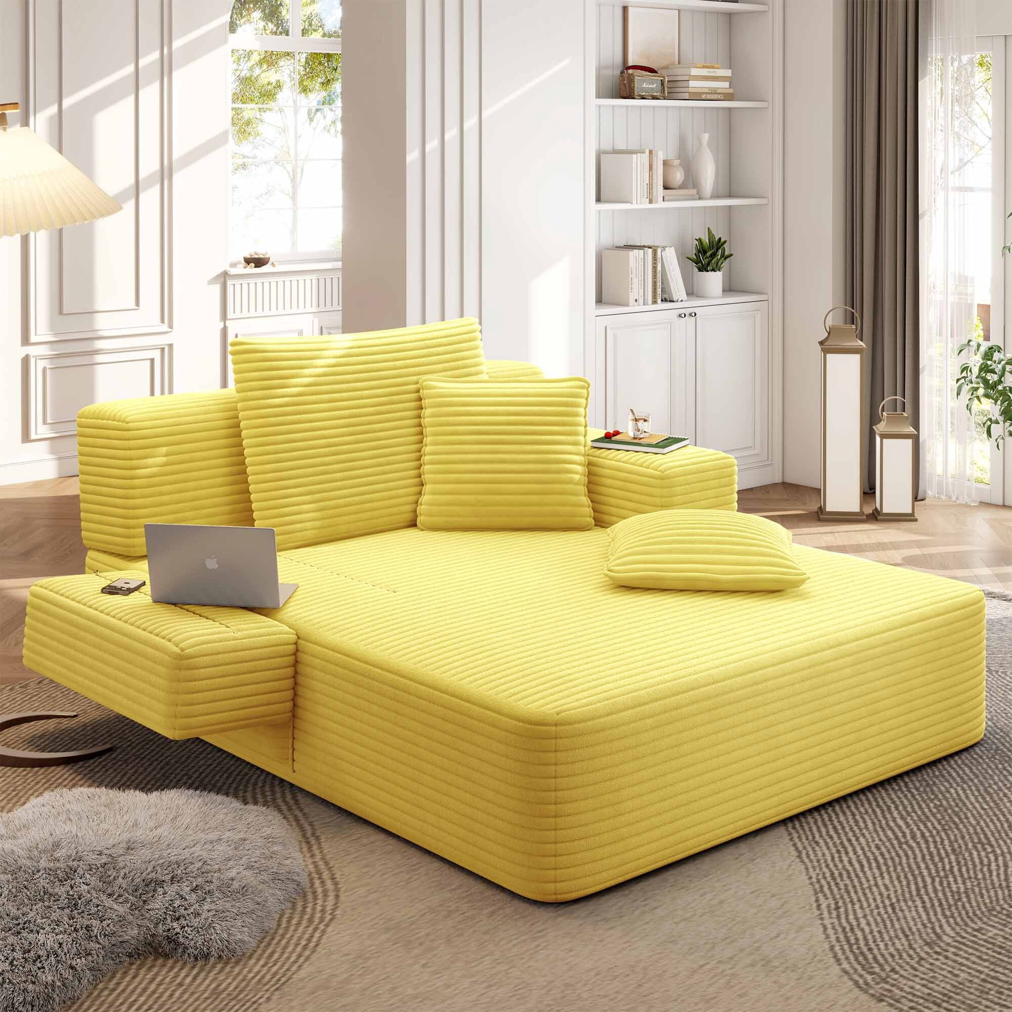 Lunale Boneless Chaise Lounge Chair Indoor, Oversized Convertible Sofa ...