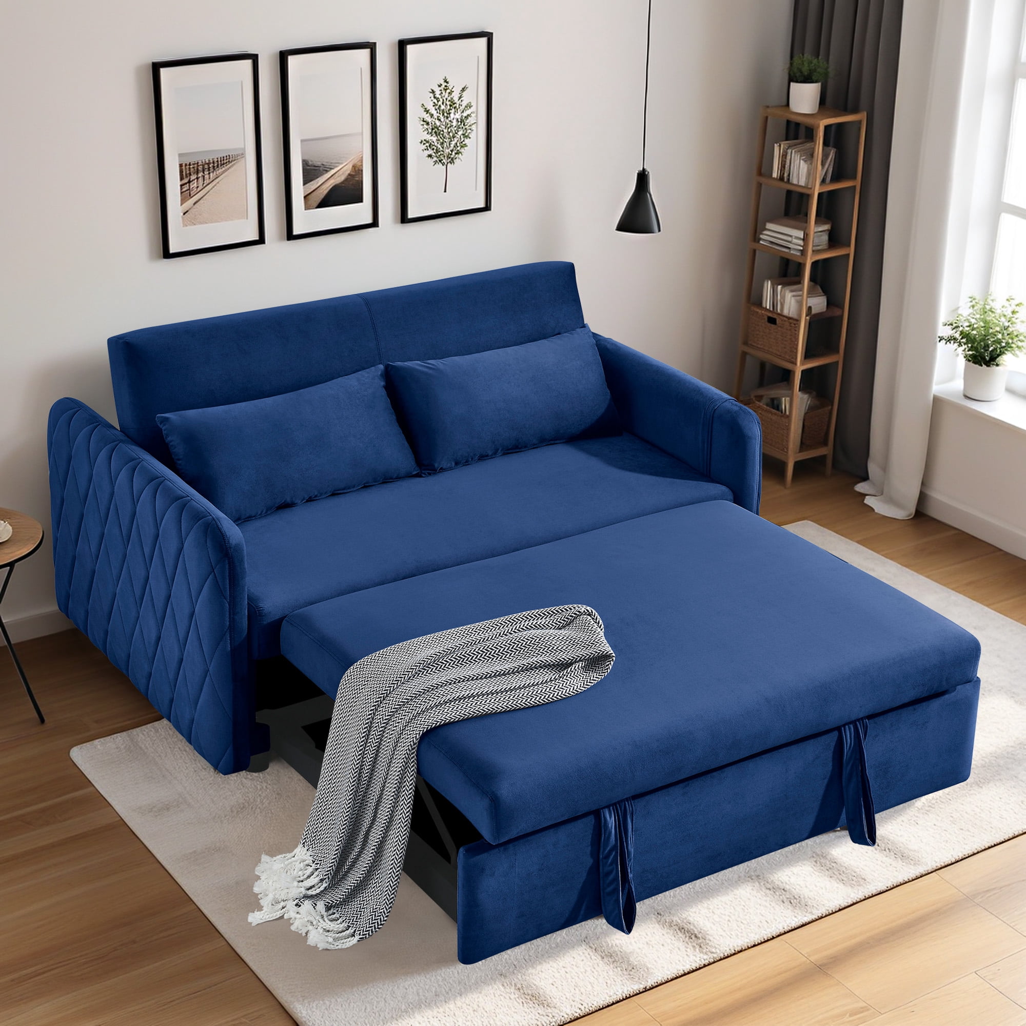 Lunale Convertible Futon Sofa Bed for Living Room, Modern Upholstered ...