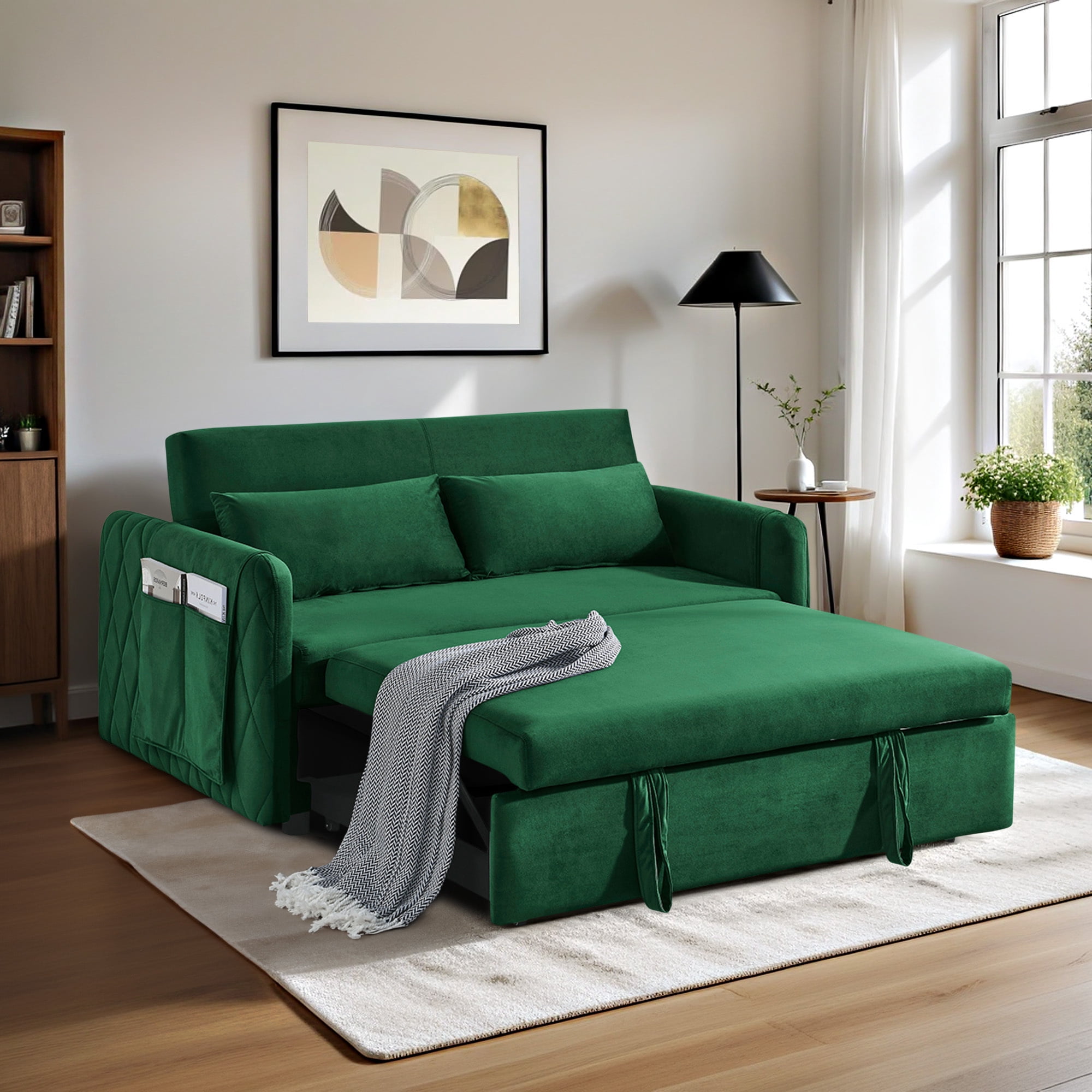 Lunale Convertible Futon Sofa Bed for Living Room, Modern Upholstered ...