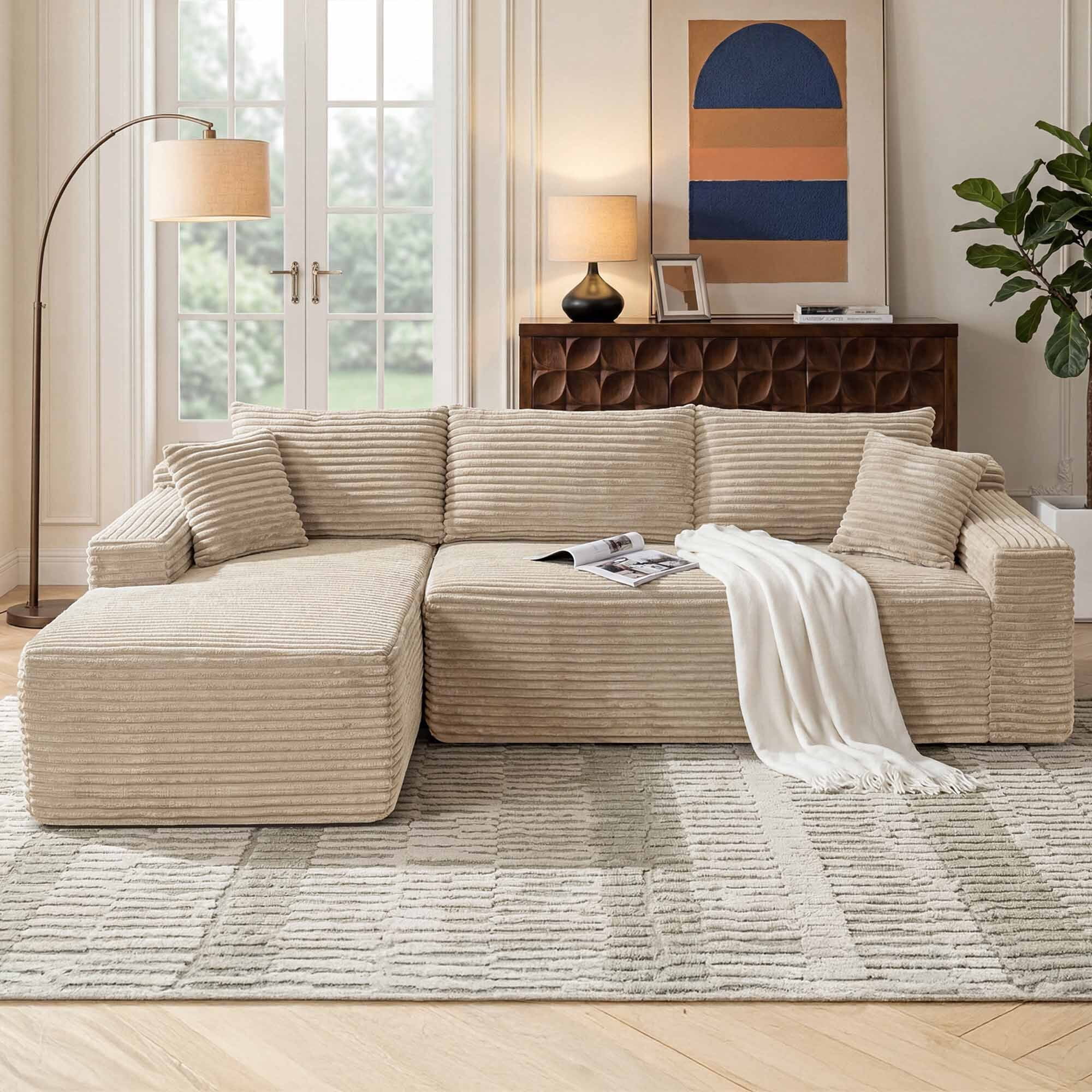 Lunale Small Modular Sectional Sofa with Movable Chaise, L-Shaped ...