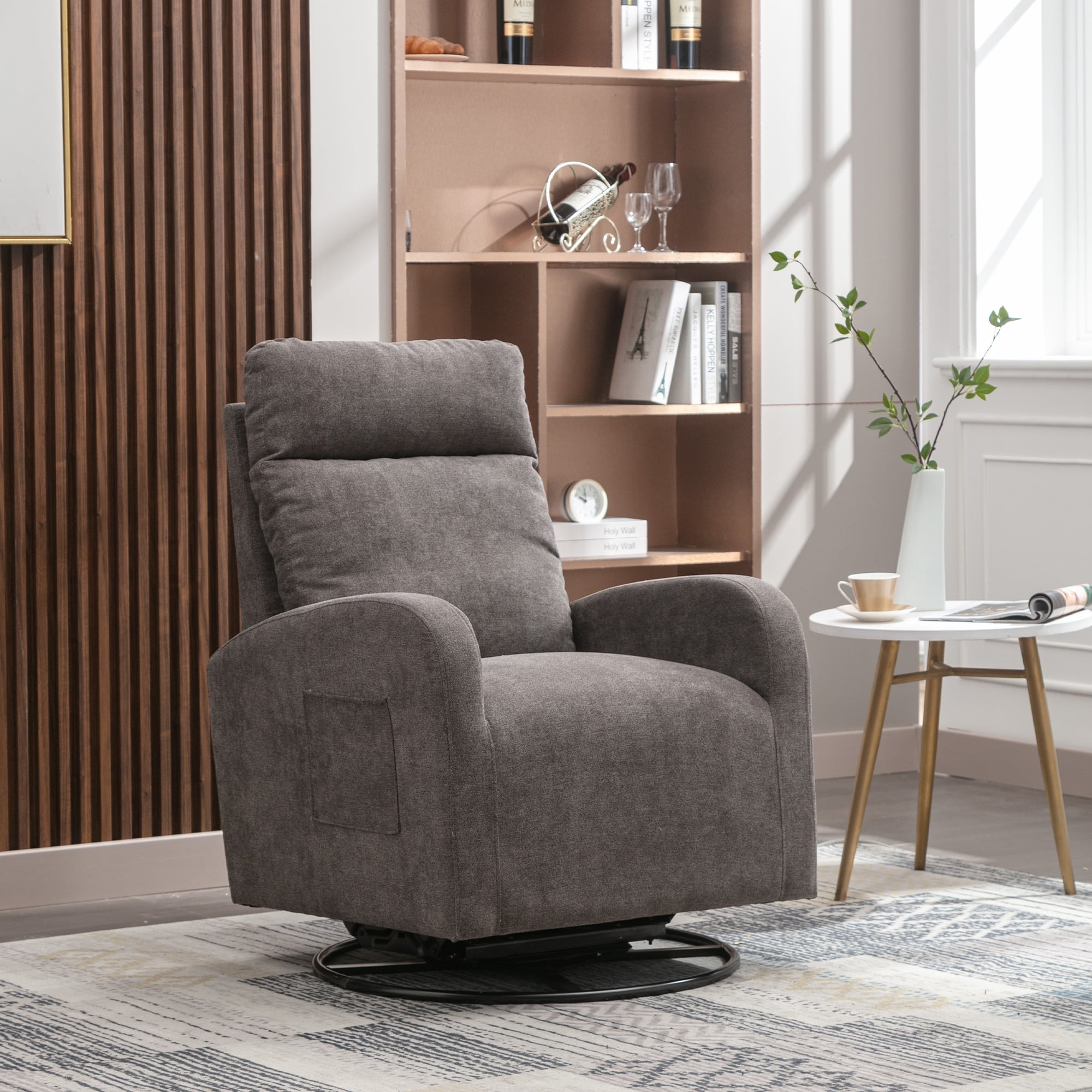 Lunale Swivel Glider Rocker for Nursery, Indoor Velvet Baby Rocking ...