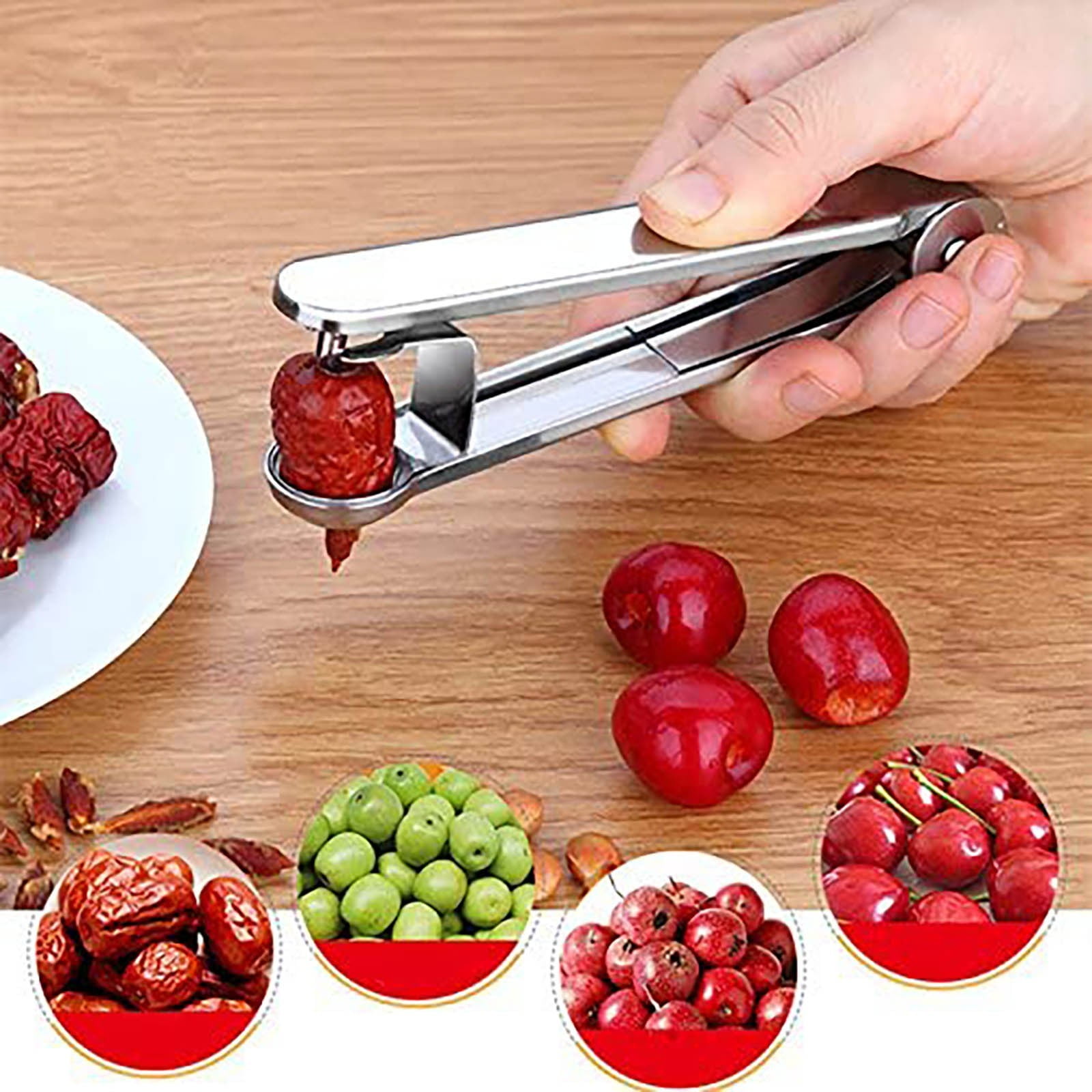 Lunaluna Heavy-Duty Stainless Steel Olive & Cherry Pitter - Portable ...