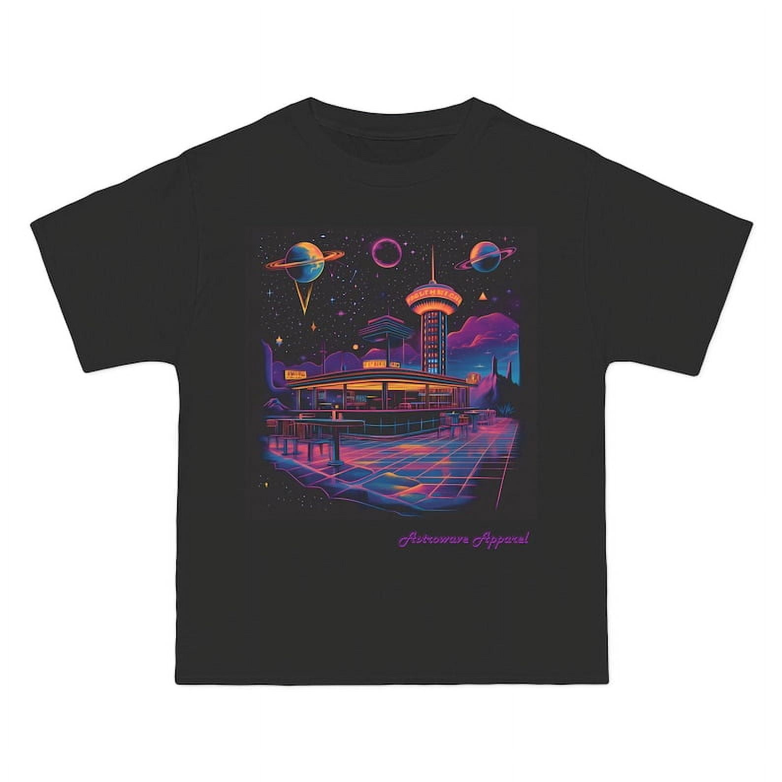 Lunar Diner T-Shirt | Space Diner Scene, Retro Futuristic Graphic, Neon ...