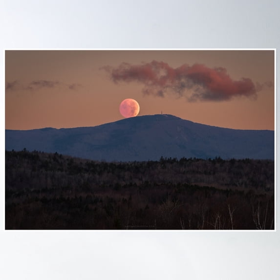 Lunar Eclipse Behind Mount Greylock Poster Wall Art, Modern Wall Decor ...