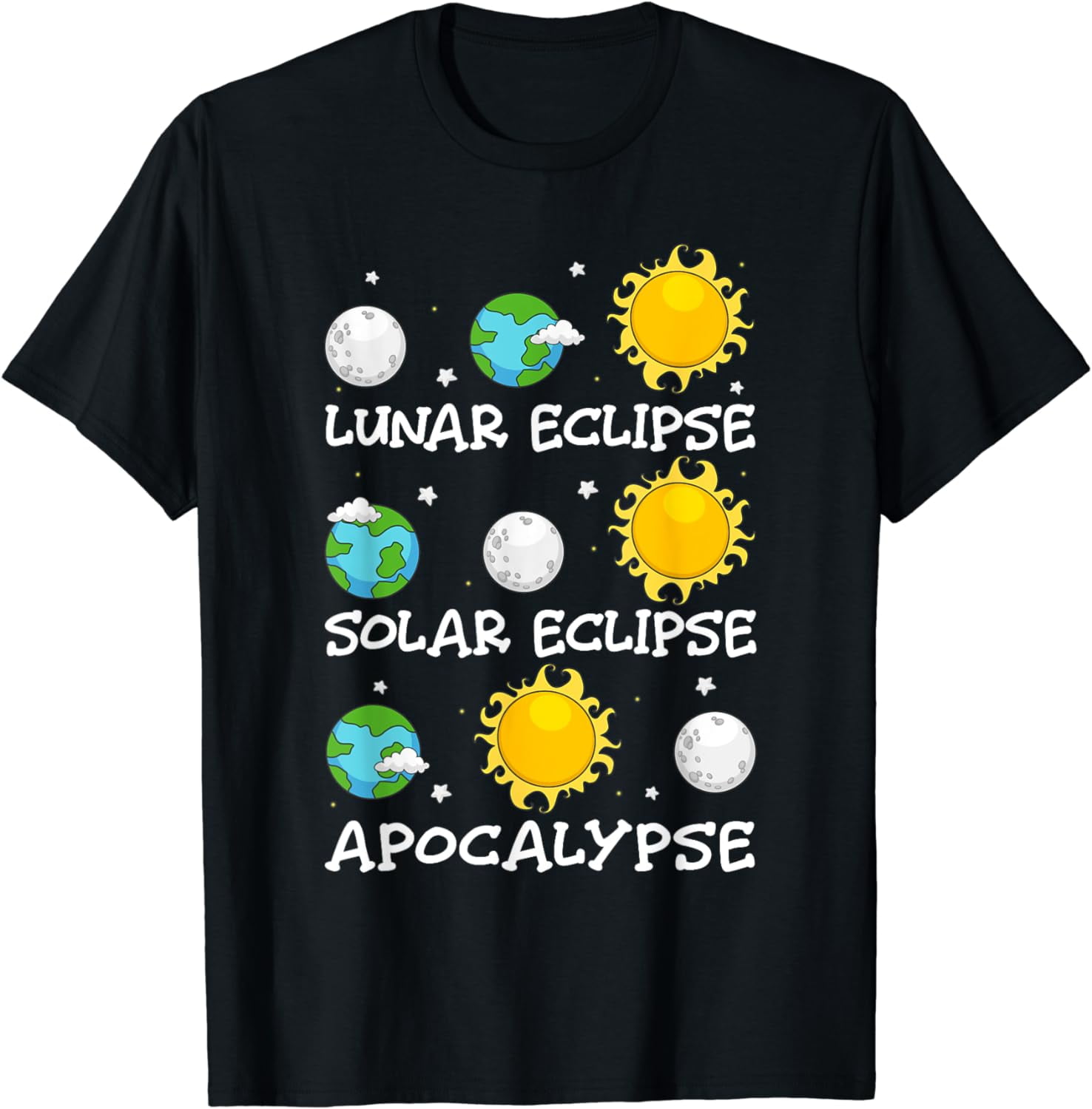 Lunar Eclipse Solar Eclipse 2024 and Apocalypse April 08, 24 T-Shirt ...