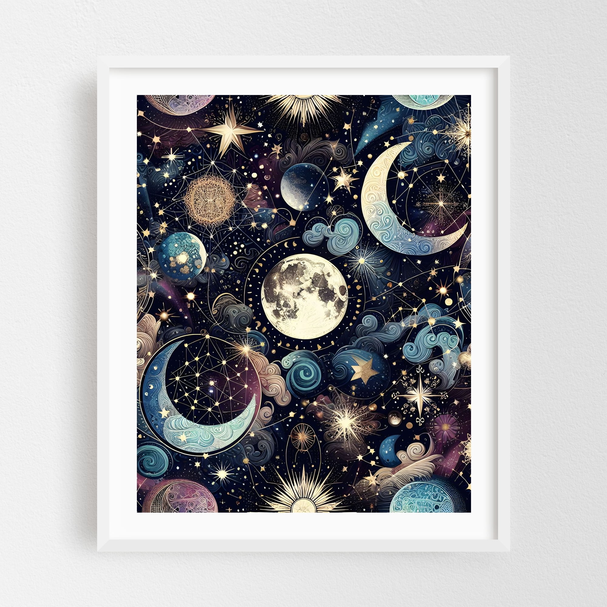 Lunar Magic - Illustration Space Cosmic Stars Moon Night Sky Astronomy ...
