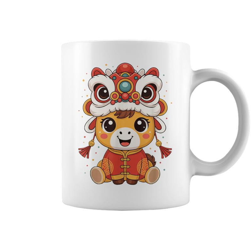 Lunar New Year 2026 Kawaii Chinese Zodiac Horse Lion Dance Coffee Mugs ...