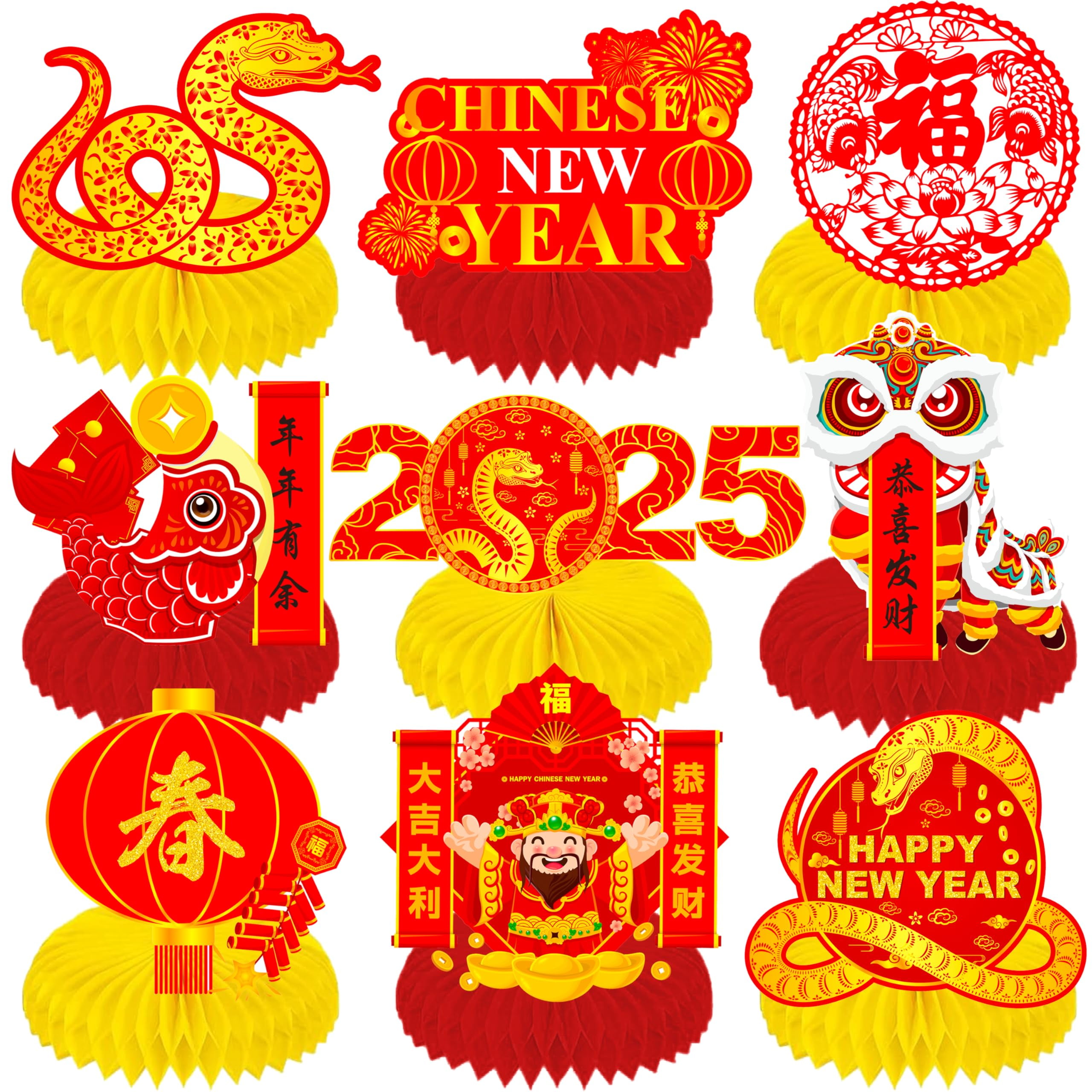 Lunar New Year Honeycomb Centerpieces 2025 Chinese New Year Table ...