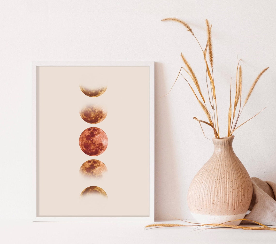 Lunar Phases Art Print, Moon Poster, Celestial Wall Decor Home Decor ...