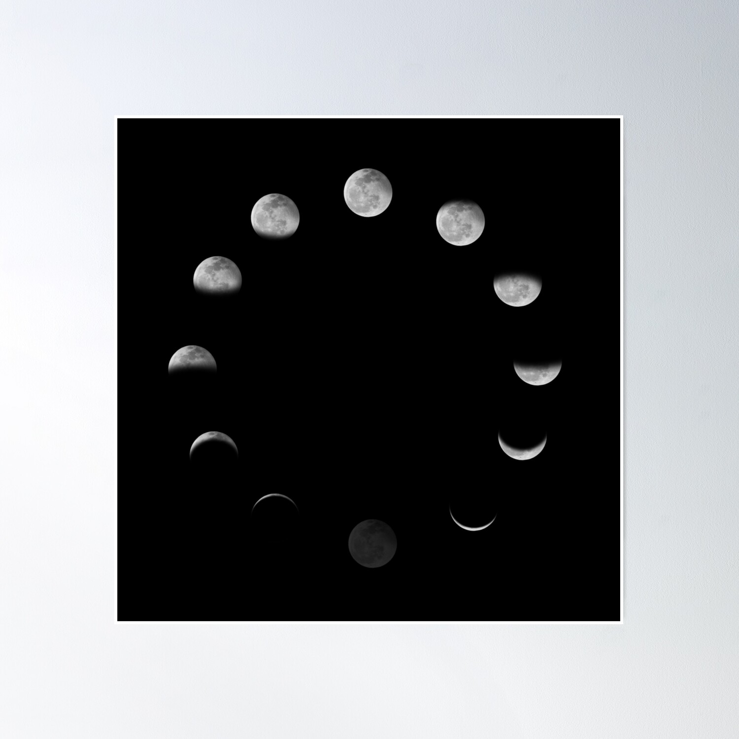Lunar Phases Circle Poster Wall Art, Modern Wall Decor, 24x24 UNFRAMED ...