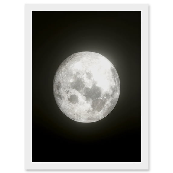 Lunar Phases Full Moon Space Astronomy Artwork Framed Wall Art Print A4 ...