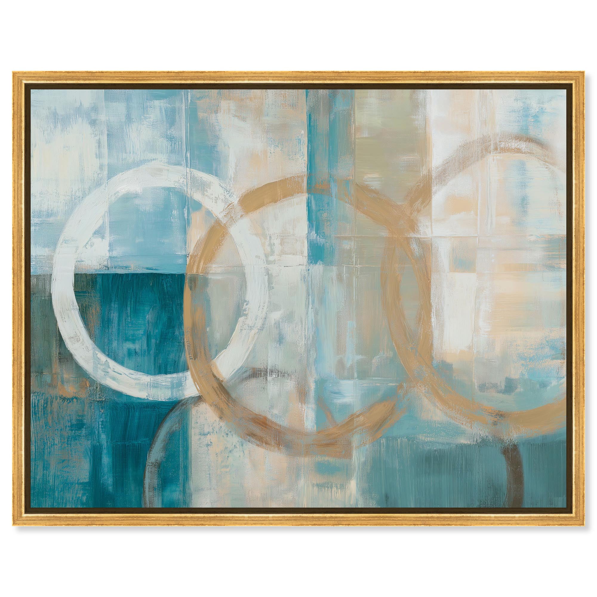 Lunar Phases II Canvas Print Teal Decor by Art Remedy, Gold Frame, 30 x ...