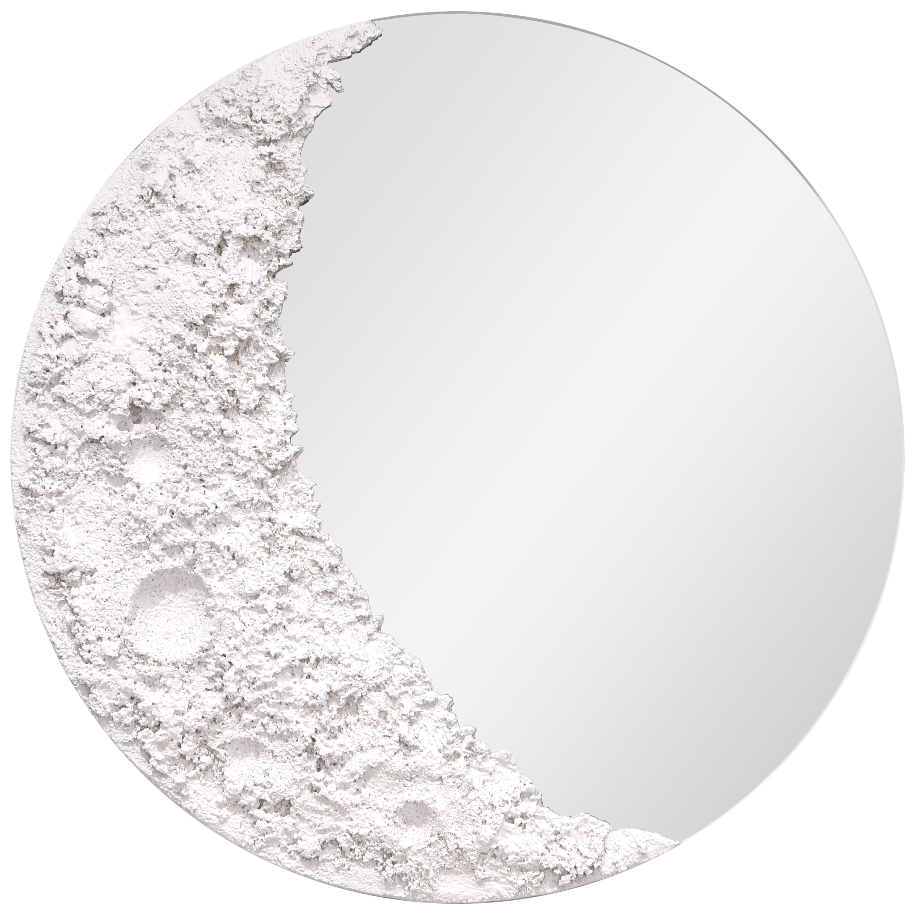 "Lunar Serenity" 20" Round Wall Mirror with a 3D Textured Crescent Moon ...