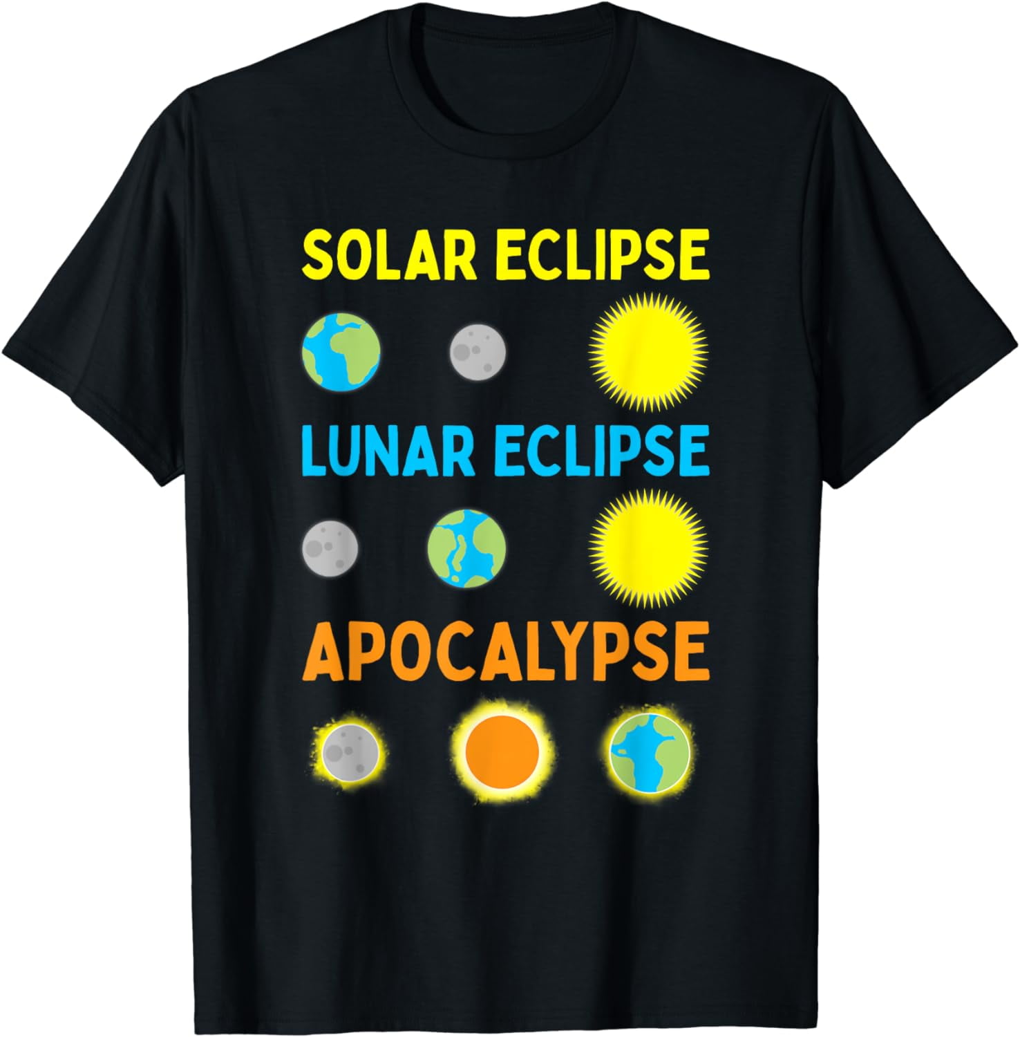 Lunar Solar Eclipse and Apocalypse Funny Science T-Shirt - Walmart.com