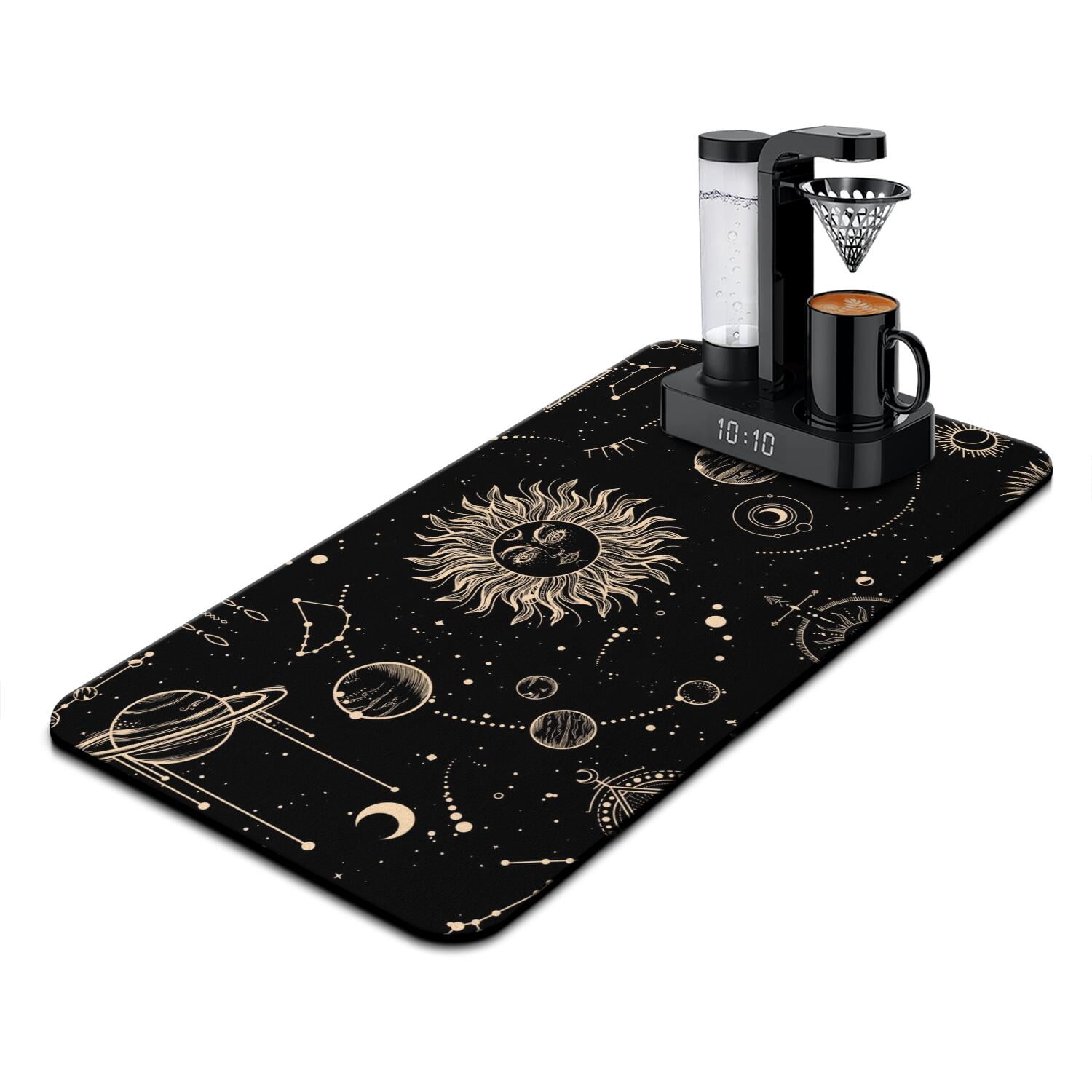 Lunar and Sun Motifs Coffee Station Mat - Steampunk Astrology Chart ...