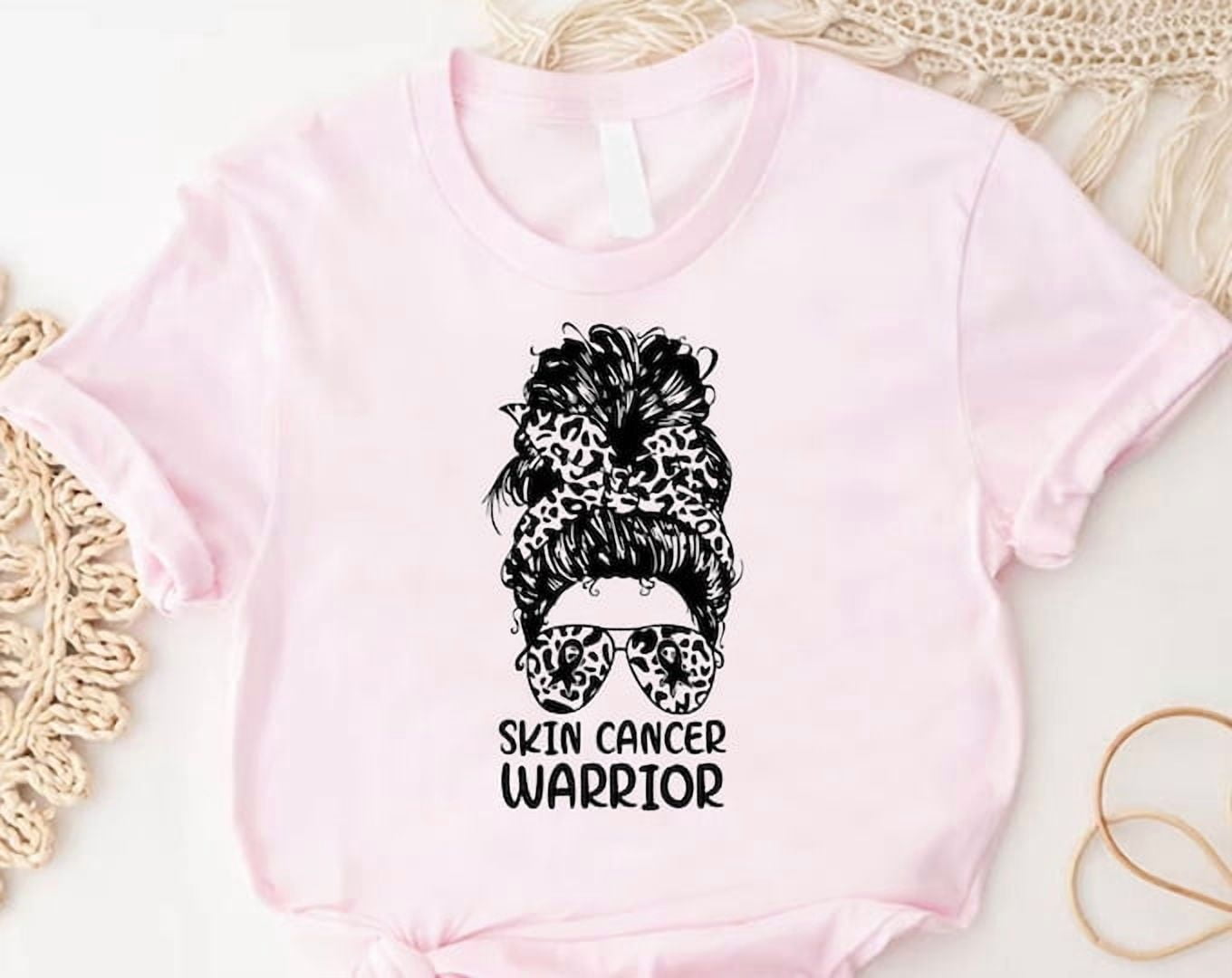 Lunari Melanoma Awareness Shirt For Women,Skin Cancer Messy Bun Shirt ...