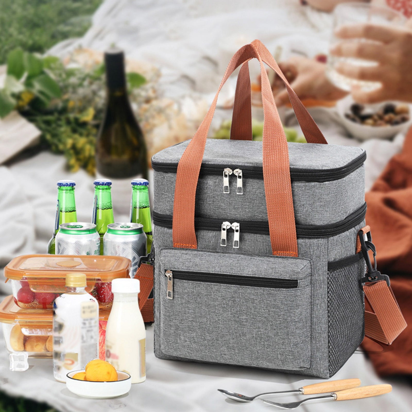Lunch Bag 2 Portable Insulated for Meals and Picnics with Shoulder ...