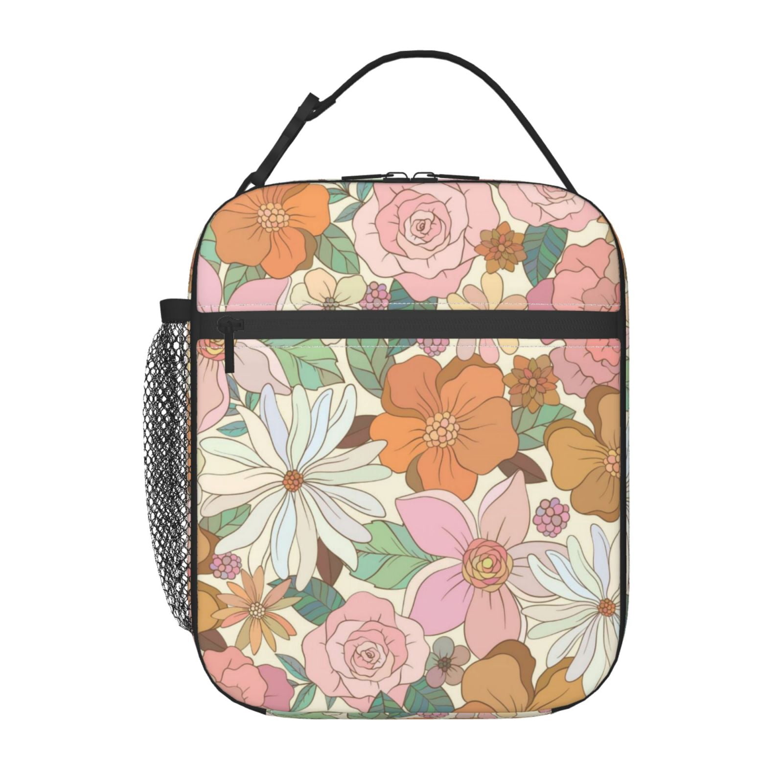 Lunch Bag 3D Floral Motifsn Botanical With Small Flowers And Leaves ...