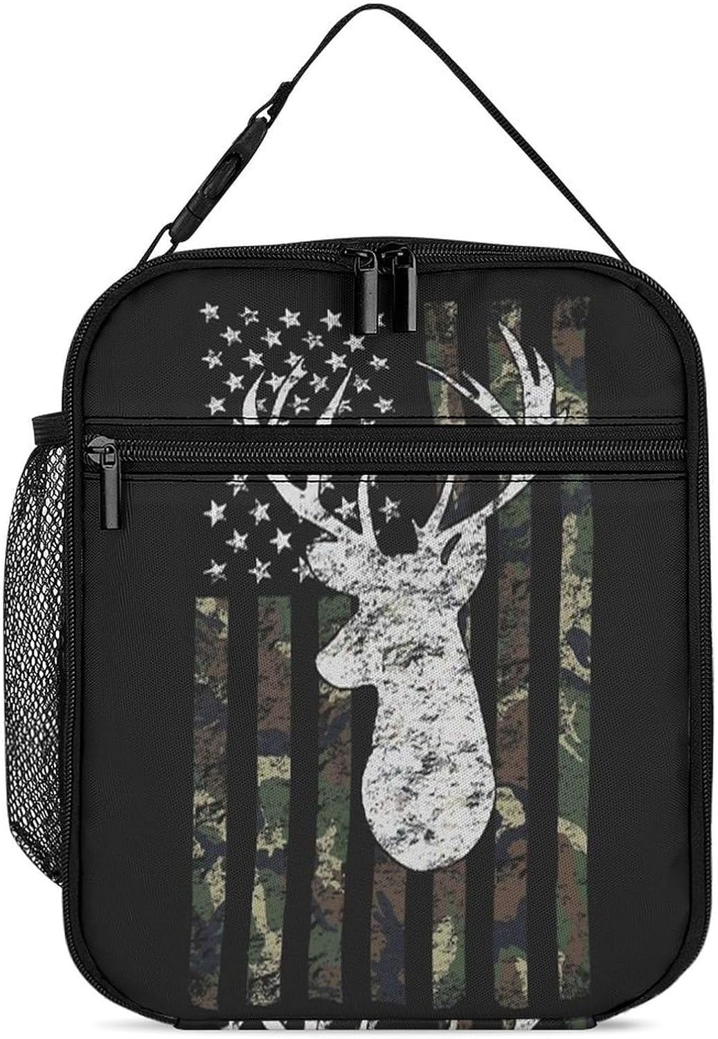 Lunch Bag for Deer Camo Camouflage American Flag Hunting Flannel Food ...