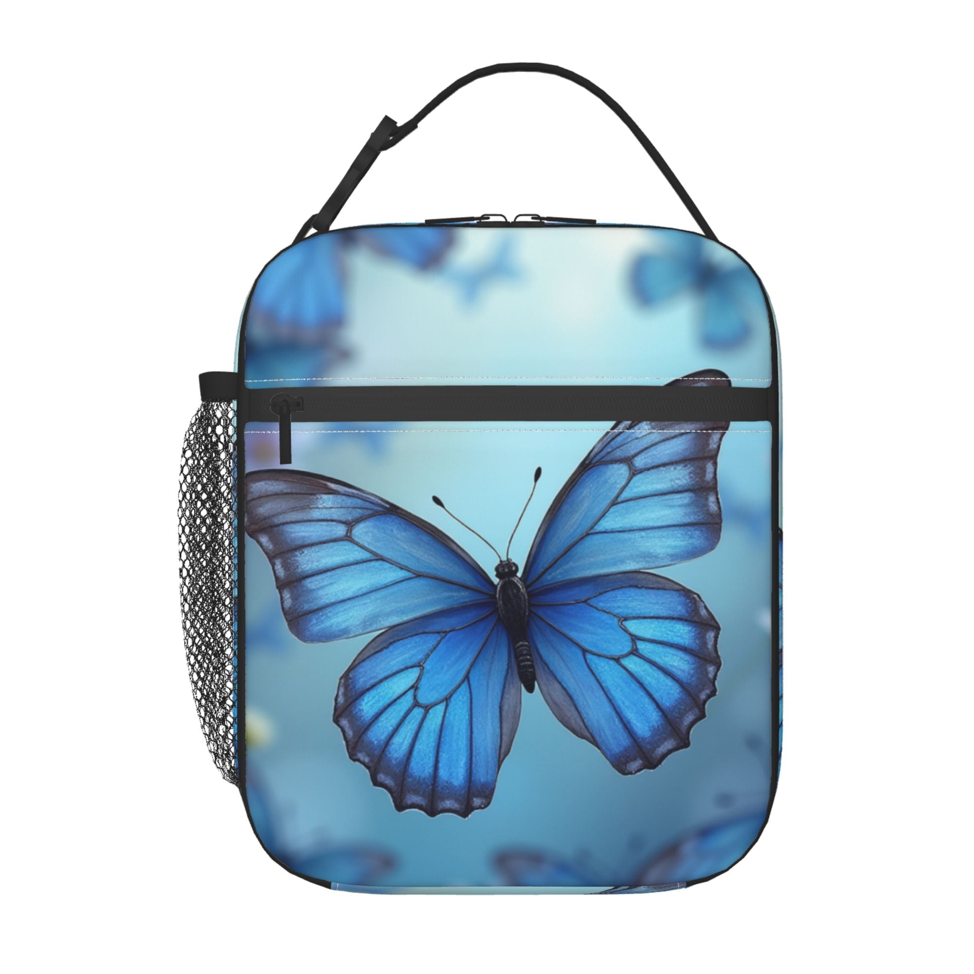 Lunch Bag For Men Women Reusable Lunchbox A Group Of Blue Butterflies ...