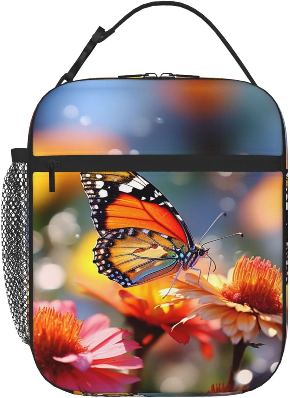 Lunch Bag For Women Men Bloom Flower And Butterfly Insulated Lunch Box Large Capacity Lunchbox ...