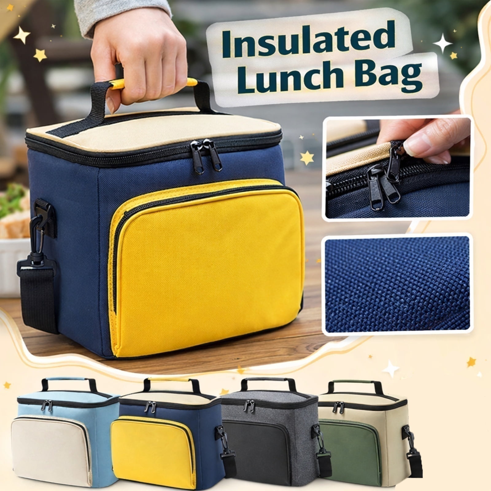 Lunch Bag, Insulated Lunch Bag, Lunch Bag with Shoulder Strap, Lunch ...