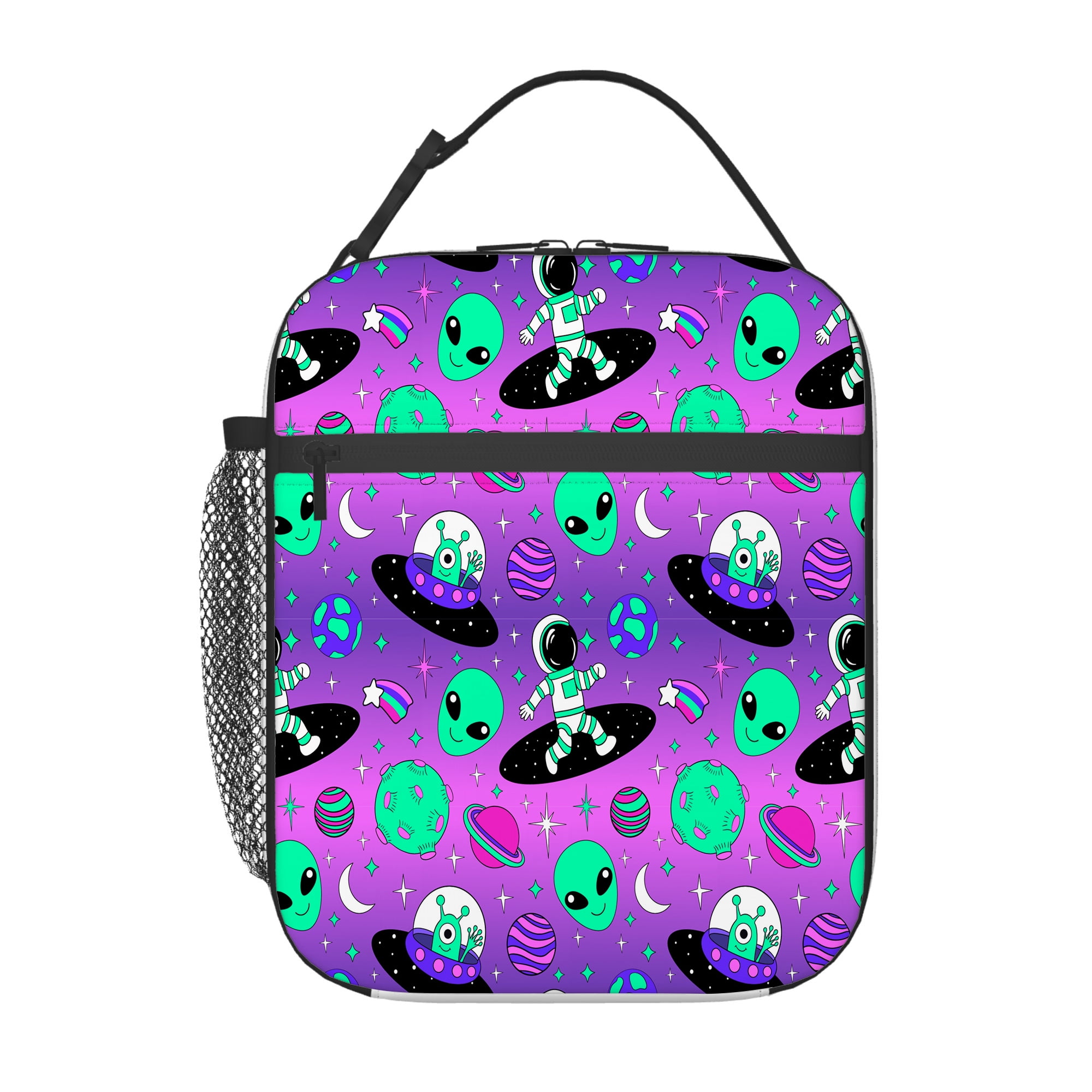 Lunch Bag Insulated Soft Bag Astronauts And Alien In Space Cartoon ...