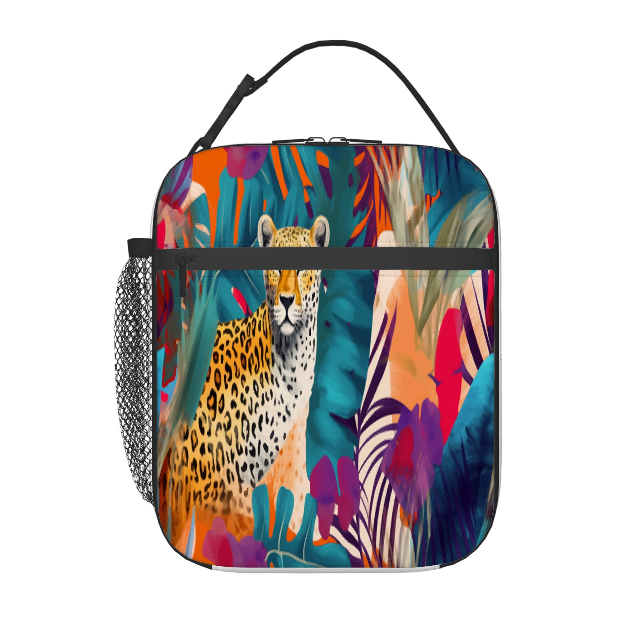 Lunch Bag Insulated Soft Bag Leopard And Tropical Leaves Thermal Meal ...