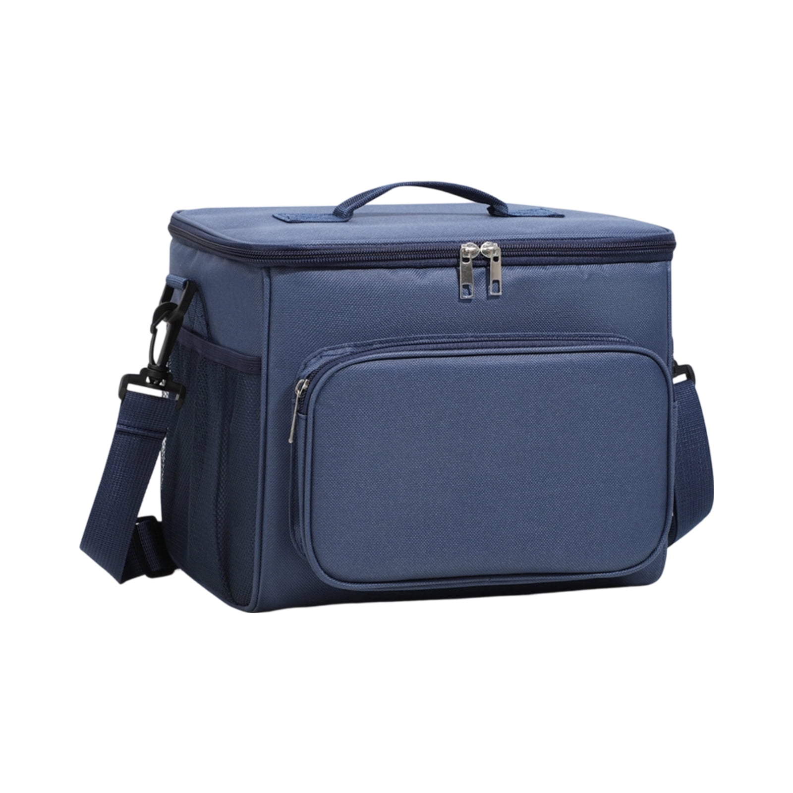 Lunch Bag Oxford Cloth Navy Blue Collapsible Handbag Shoulder Tote For ...